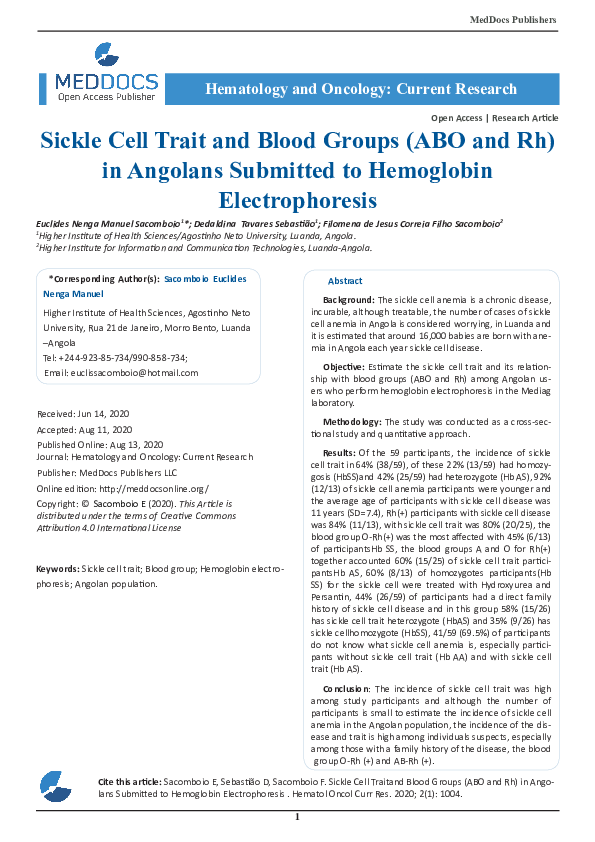 (PDF) Sickle Cell Trait and Blood Groups (ABO and Rh) in Angolans ...