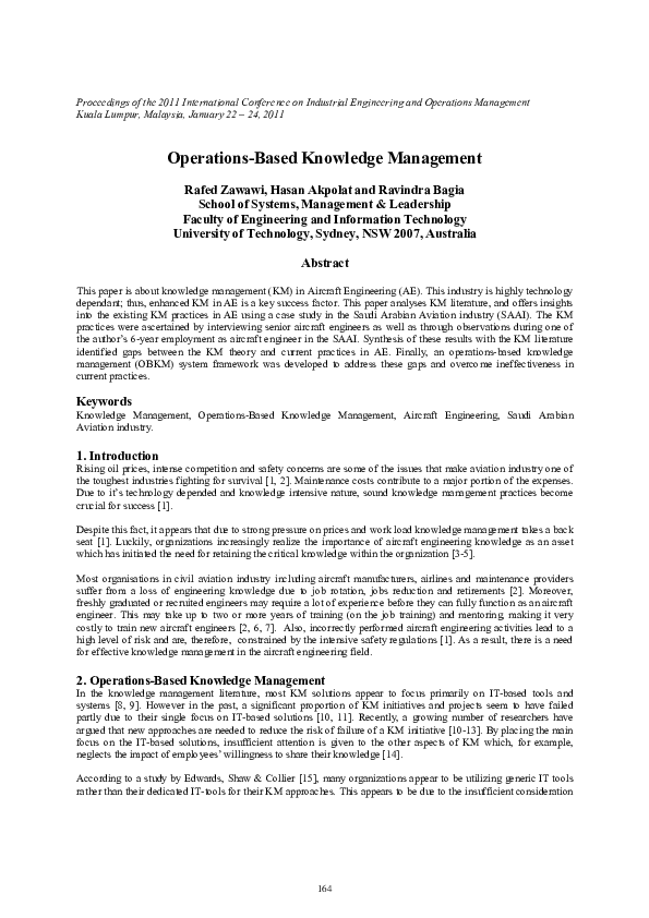 (PDF) Operations-Based Knowledge Management