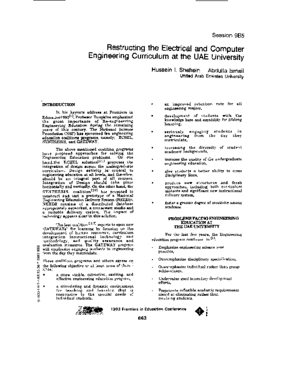(PDF) Restructuring the electrical and computer engineering curriculum ...