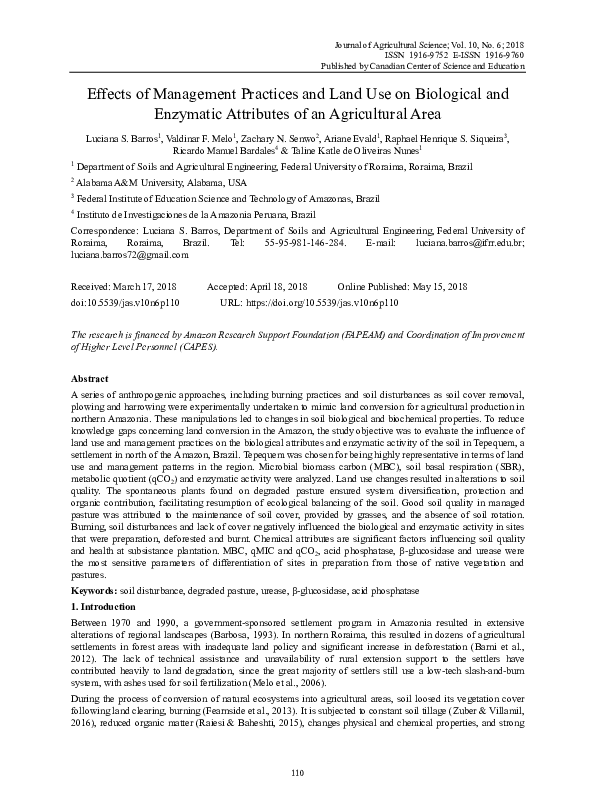 (PDF) Effects of Management Practices and Land Use on Biological and ...