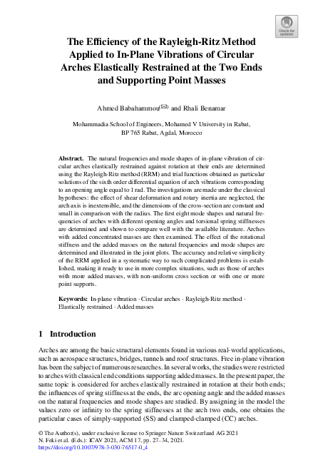 (PDF) The Efficiency of the Rayleigh-Ritz Method Applied to In-Plane ...