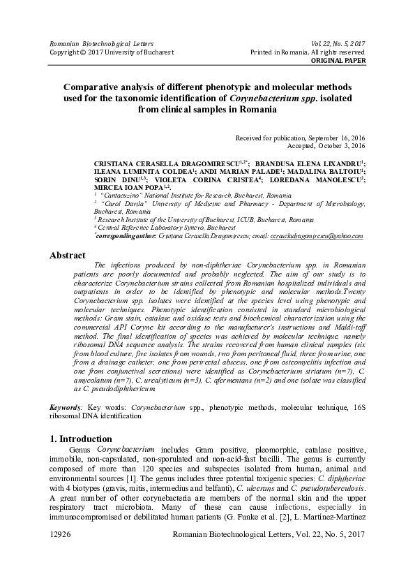 (PDF) Comparative analysis of different phenotypic and molecular ...
