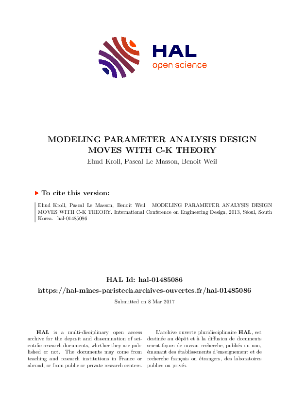 (PDF) Modeling parameter analysis design moves with C-K theory