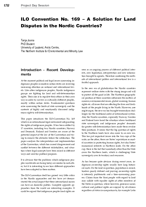 (PDF) 176 Project Day Session ILO Convention No . 169 – A Solution for ...