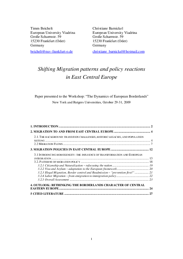 (PDF) Shifting Migration patterns and policy reactions in East Central ...