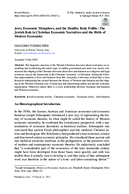 (PDF) Jews, Economic Metaphors, and the Healthy Body Politic: The ...