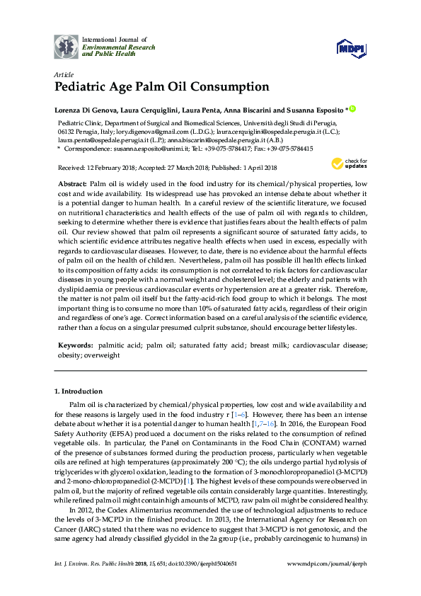 (PDF) Pediatric Age Palm Oil Consumption