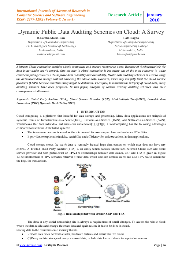 (PDF) Dynamic Public Data Auditing Schemes on Cloud: A Survey