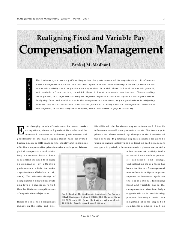 (PDF) Realigning Fixed and Variable Pay: Compensation Management