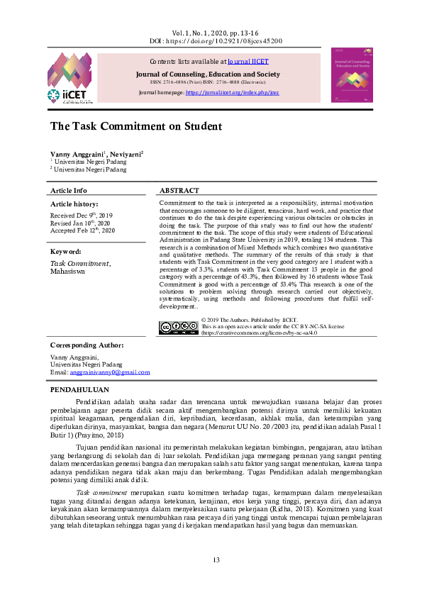 (PDF) The Task Commitment on Student | Vanny Anggraini - Academia.edu