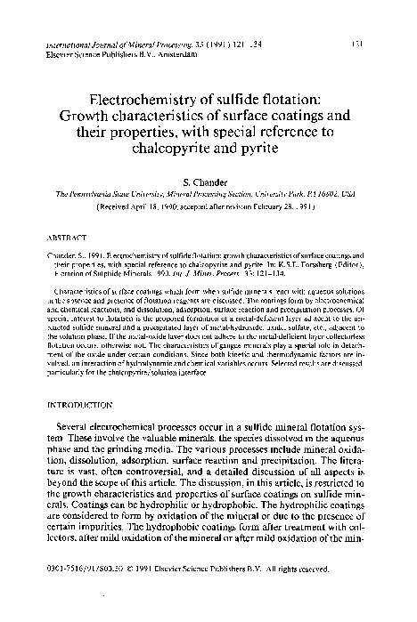 (PDF) Electrochemistry of sulfide flotation: Growth characteristics of ...