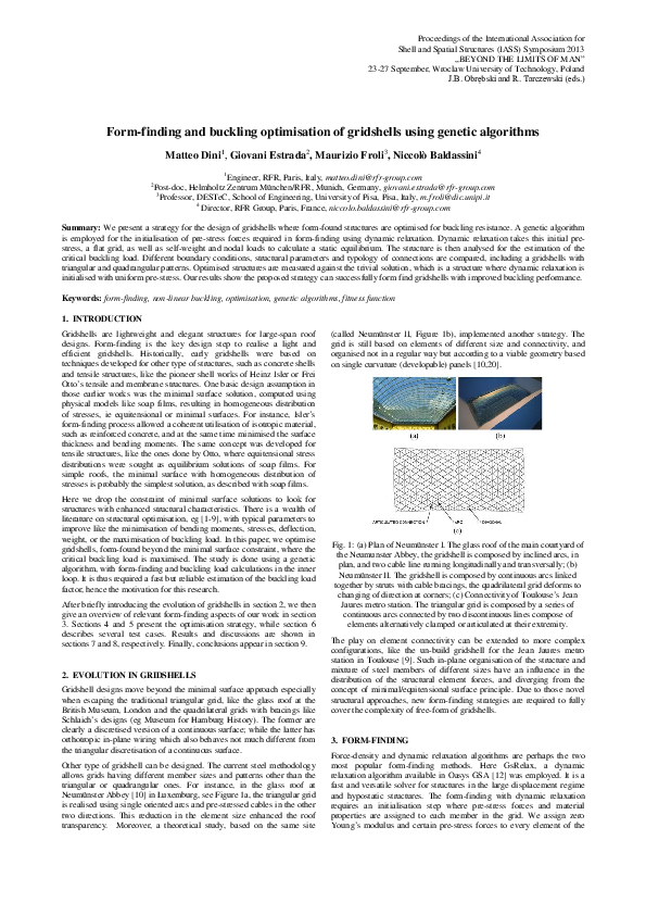 (PDF) Form-finding and Buckling Optimization of Grid Shells using genetic Algorithms