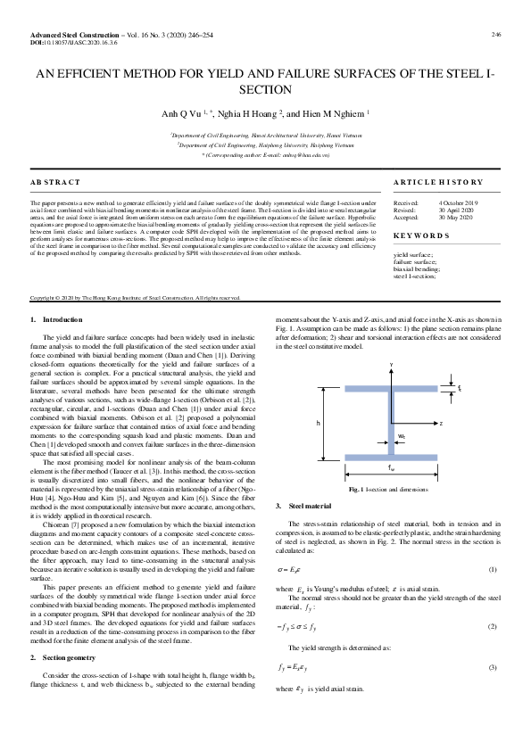 (PDF) An Efficient Method for Yield and Failure Surfaces of the Steel I ...