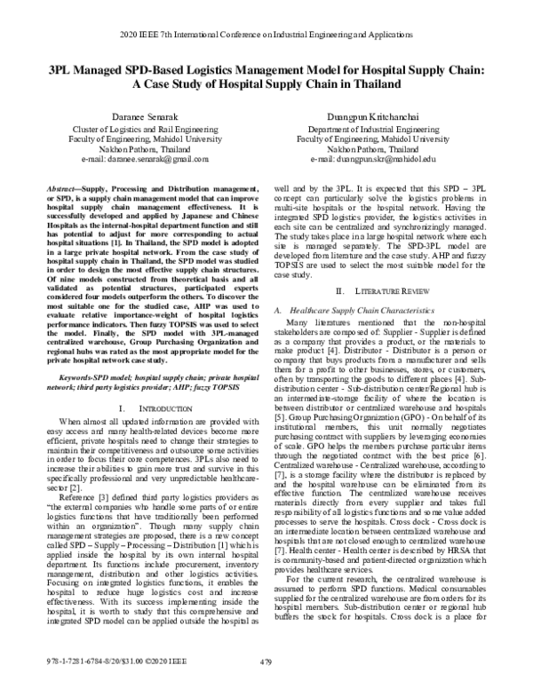(PDF) 3PL Managed SPD-Based Logistics Management Model for Hospital ...