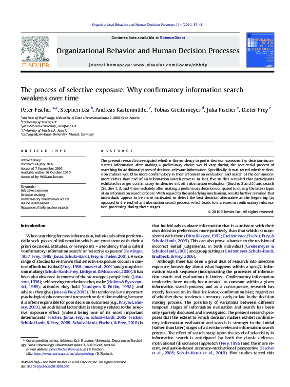 (PDF) The process of selective exposure: Why confirmatory information ...