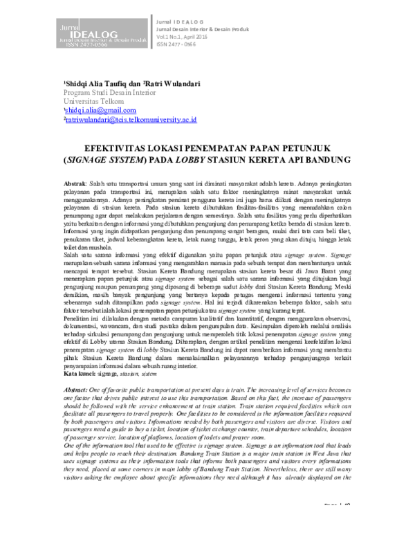 (PDF) Efektivitas Lokasi Penempatan Papan Petunjuk (Signage System ...