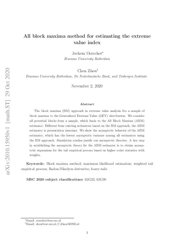 Pdf All Block Maxima Method For Estimating The Extreme Value Index