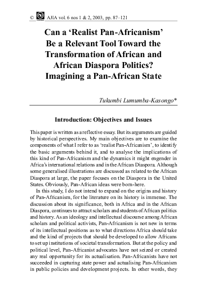 (PDF) Can a ‘Realist Pan-Africanism’ Be a Relevant Tool Toward the ...