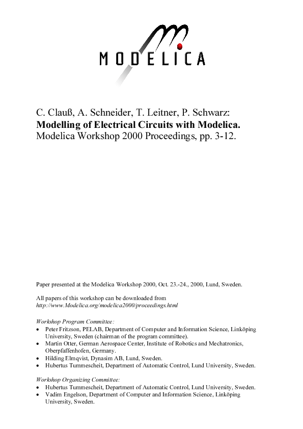 (PDF) Modelling of Electrical Circuits with Modelica