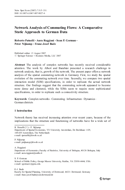 (PDF) Network Analysis of Commuting Flows: A Comparative Static ...