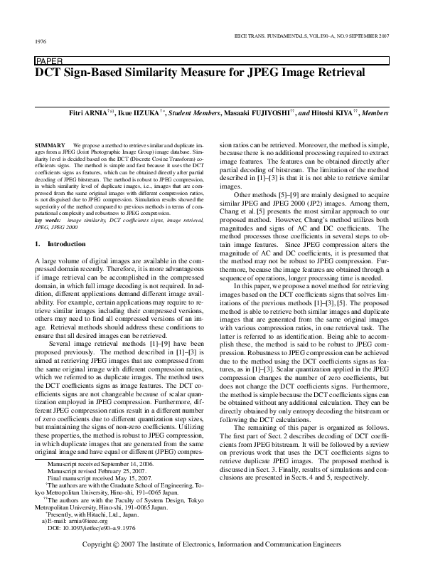 (PDF) DCT sign-based similarity measure for JPEG image retrieval