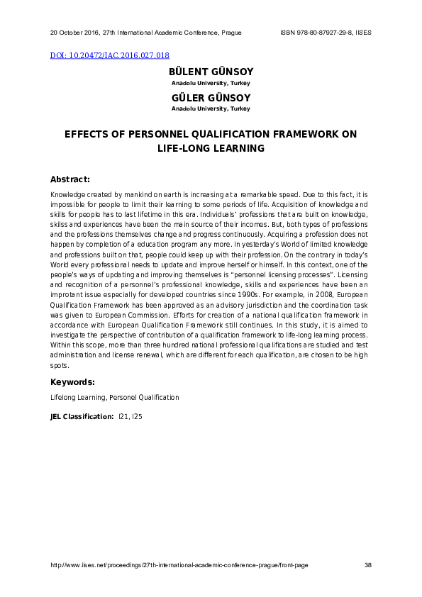 (PDF) Effects of Personnel Qualification Framework on Life-Long Learning