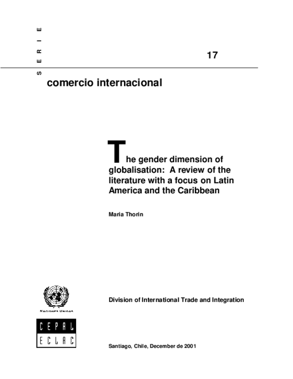 (PDF) The gender dimension of globalisation : A review of the ...