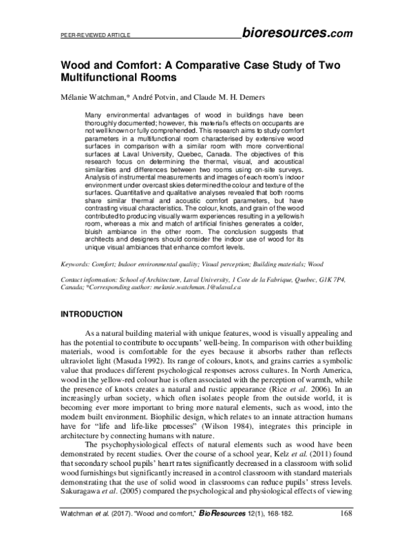 (PDF) Wood and Comfort: A Comparative Case Study of Two Multifunctional ...