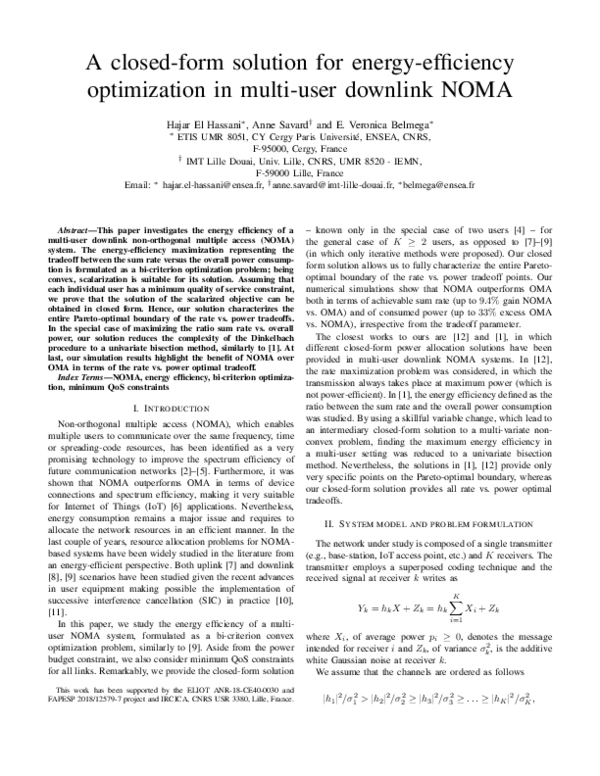 (PDF) A closed-form solution for energy-efficiency optimization in ...