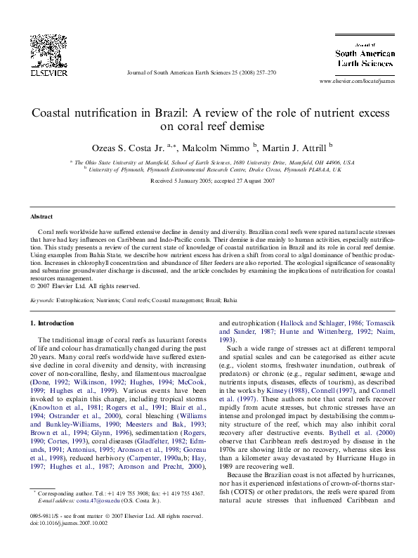 (PDF) Coastal nutrification in Brazil: A review of the role of nutrient ...
