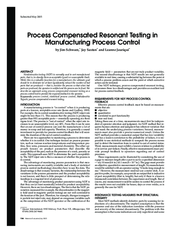 (PDF) Process Compensated Resonant Testing in Manufacturing Process Control