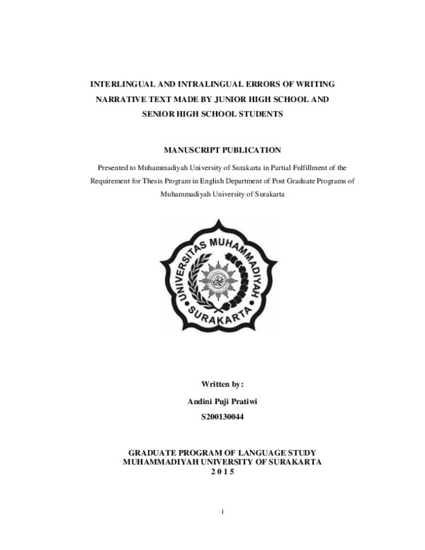 (PDF) Interlingual and Intralingual Errors in Writing Narrative Text ...