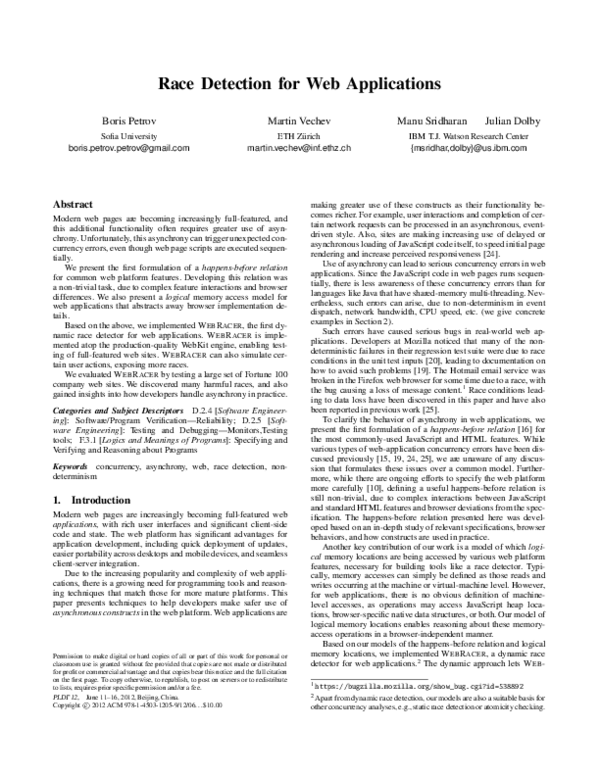 Pdf Race Detection For Web Applications
