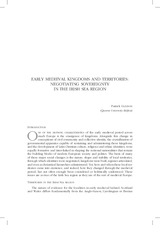 (PDF) EARLY MEDIEVAL KINGDOMS AND TERRITORIES: NEGOTIATING SOVEREIGNTY ...
