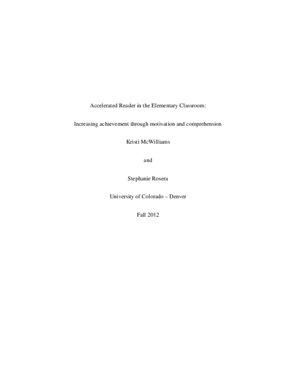 (PDF) Accelerated Reader in the Elementary Classroom: Increasing ...