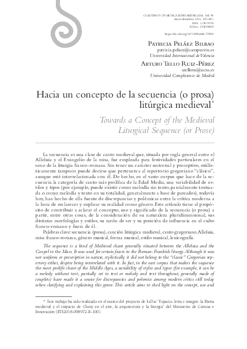(PDF) Hacia un concepto de la secuencia (o prosa) litúrgica medieval