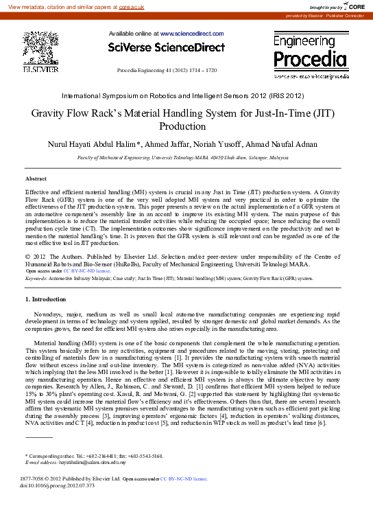 (PDF) Gravity Flow Racks in JIT Material Handling