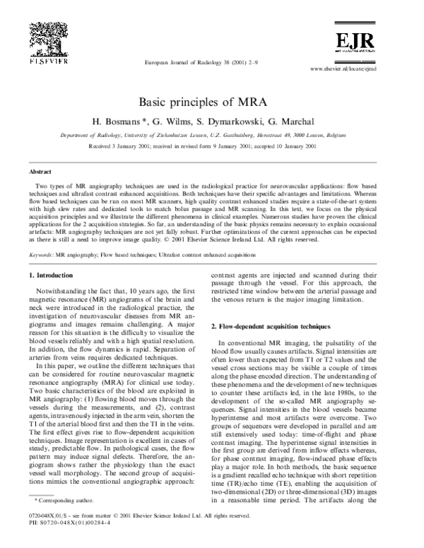 (PDF) Basic principles of MRA