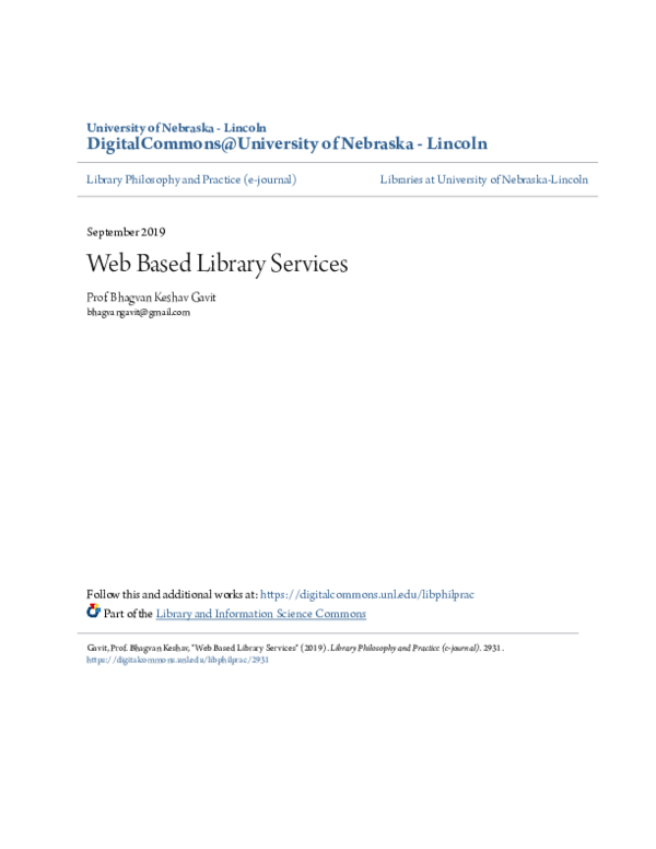 (PDF) Web Based Library Services