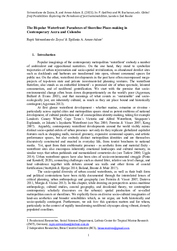 (DOC) The Bipolar Waterfront: Paradoxes of Shoreline Place-Making in ...