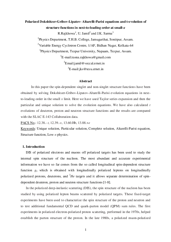 (PDF) Polarized Dokshitzer-Gribov-Lipatov- Altarelli-Parisi equations ...