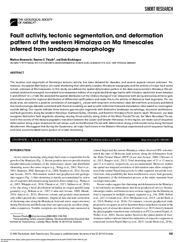 Pdf Fault Activity Tectonic Segmentation And Deformation Pattern Of