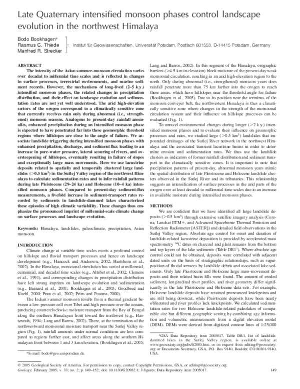 (PDF) Late Quaternary intensified monsoon phases control landscape ...