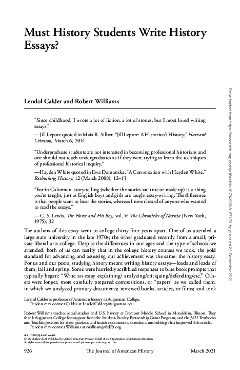 (PDF) Must History Students Write History Essays?