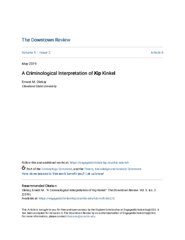 (PDF) A Criminological Interpretation of Kip Kinkel