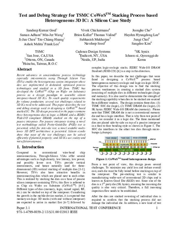 (PDF) Test and debug strategy for TSMC CoWoS™ stacking process based ...