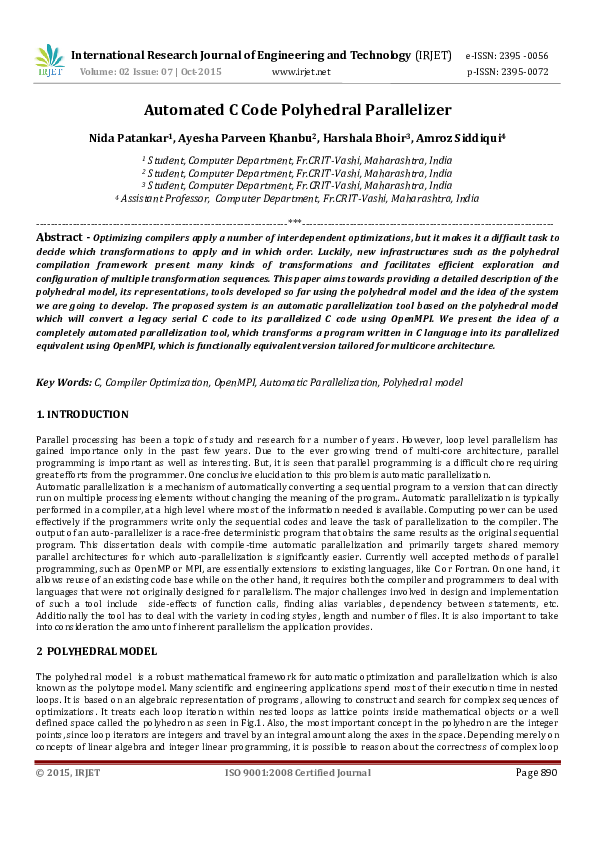 (PDF) Automated C Code Polyhedral Parallelizer