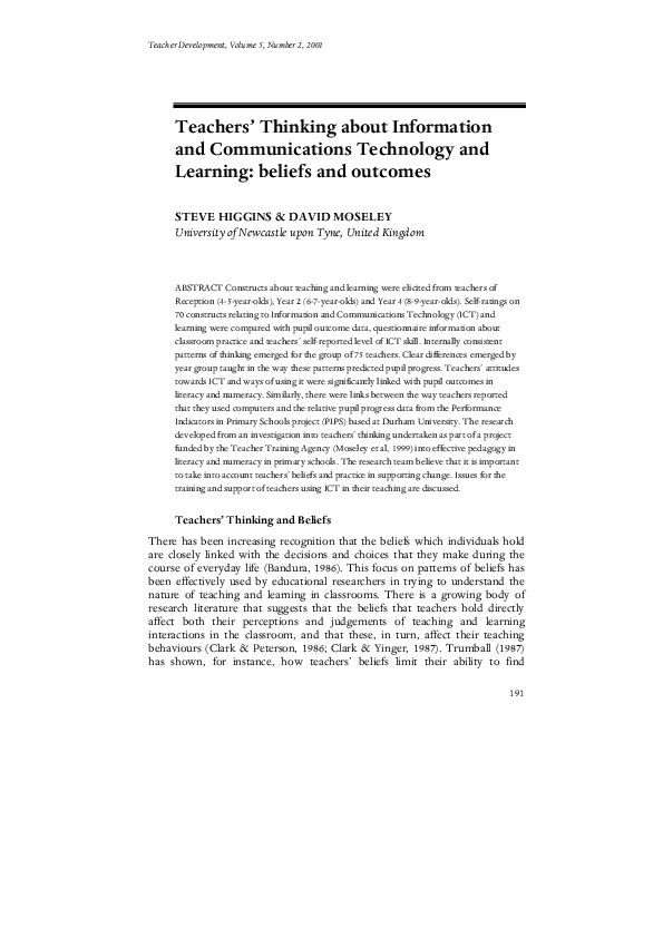 (PDF) Teachers' Thinking About Information and Communications ...