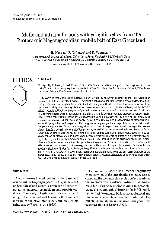 (PDF) Mafic and ultramafic pods with eclogitic relics from the ...
