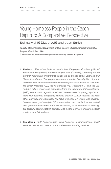 (PDF) Young Homeless People in the Czech Republic: A Comparative ...